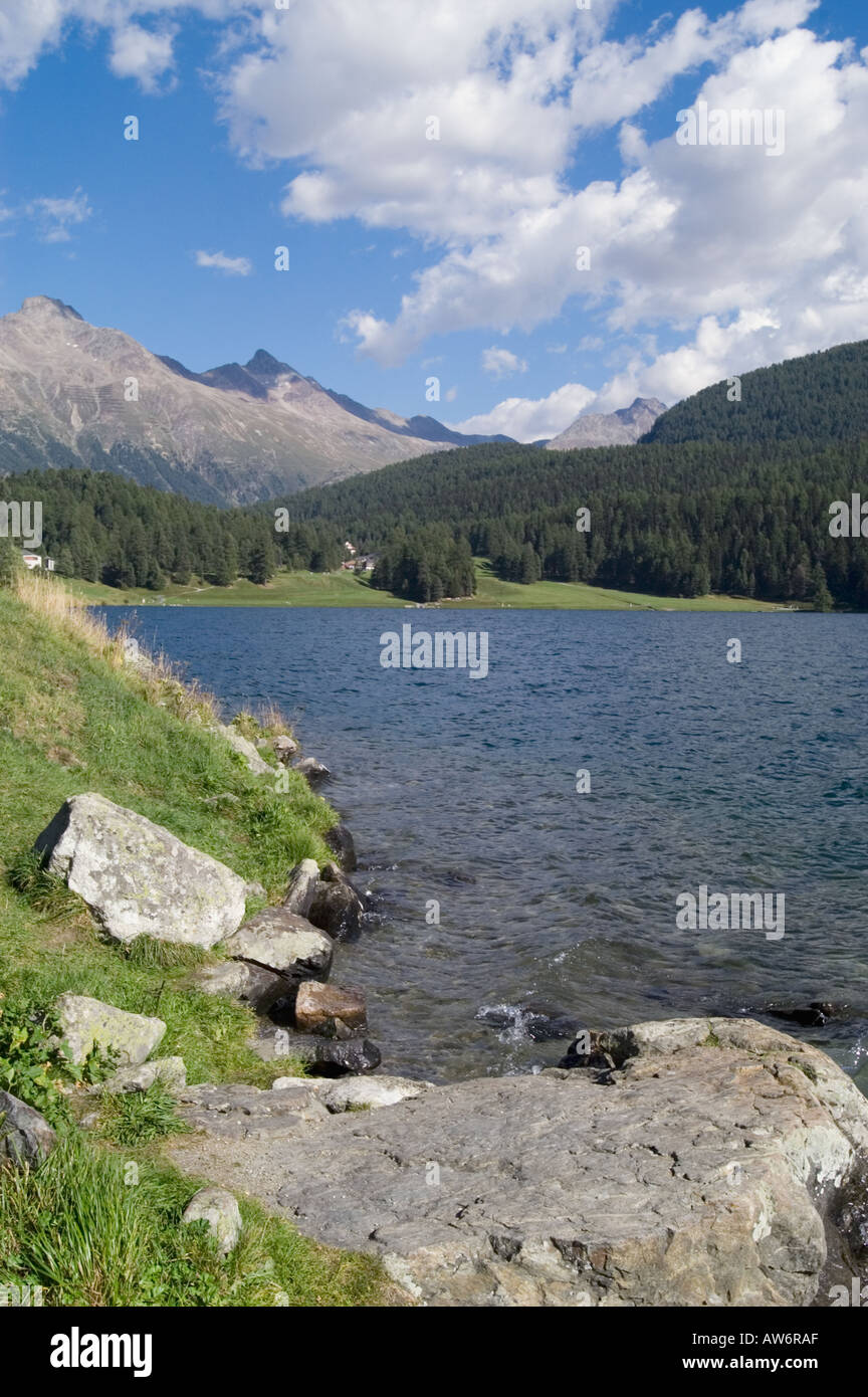 Lake St. Moritz in the Upper Engadine Valley of Switzerland Stock Photo ...