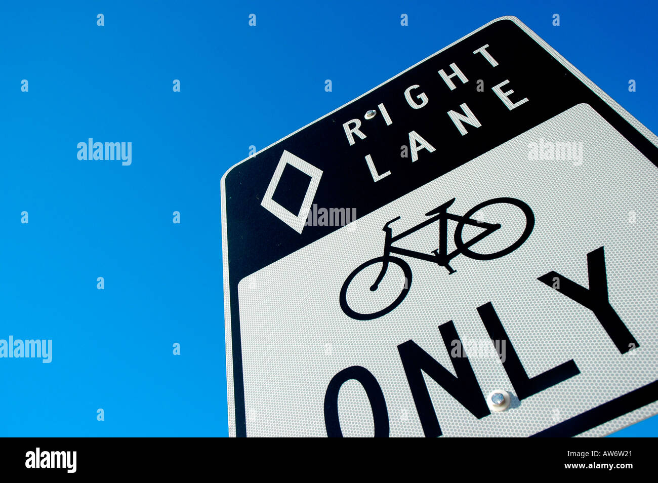 Bike lane only sign in Atlanta for riders of bicycle and travel Stock ...