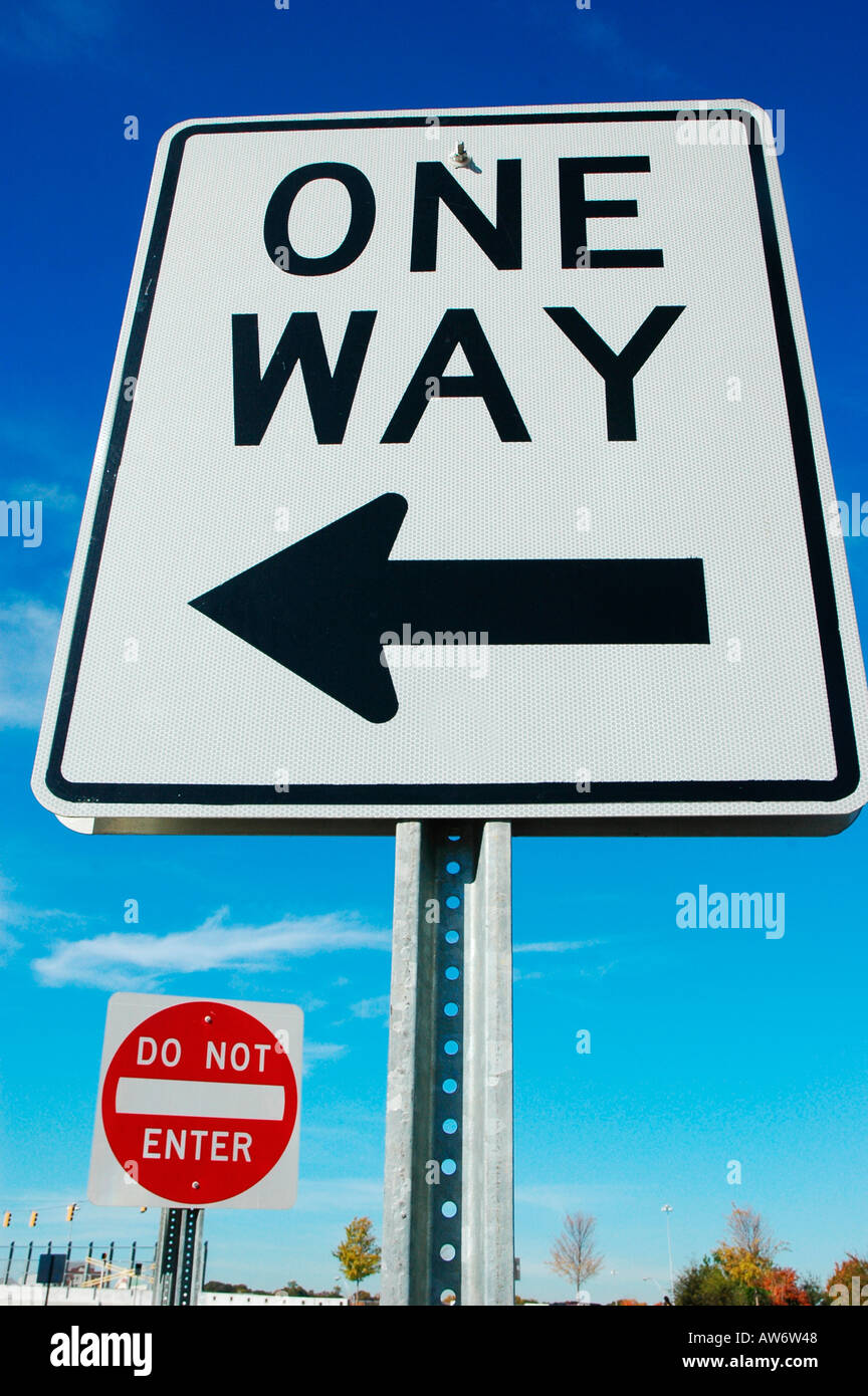 One Way sign with Do Not Enter Sign in Atlanta Georgia America Stock ...