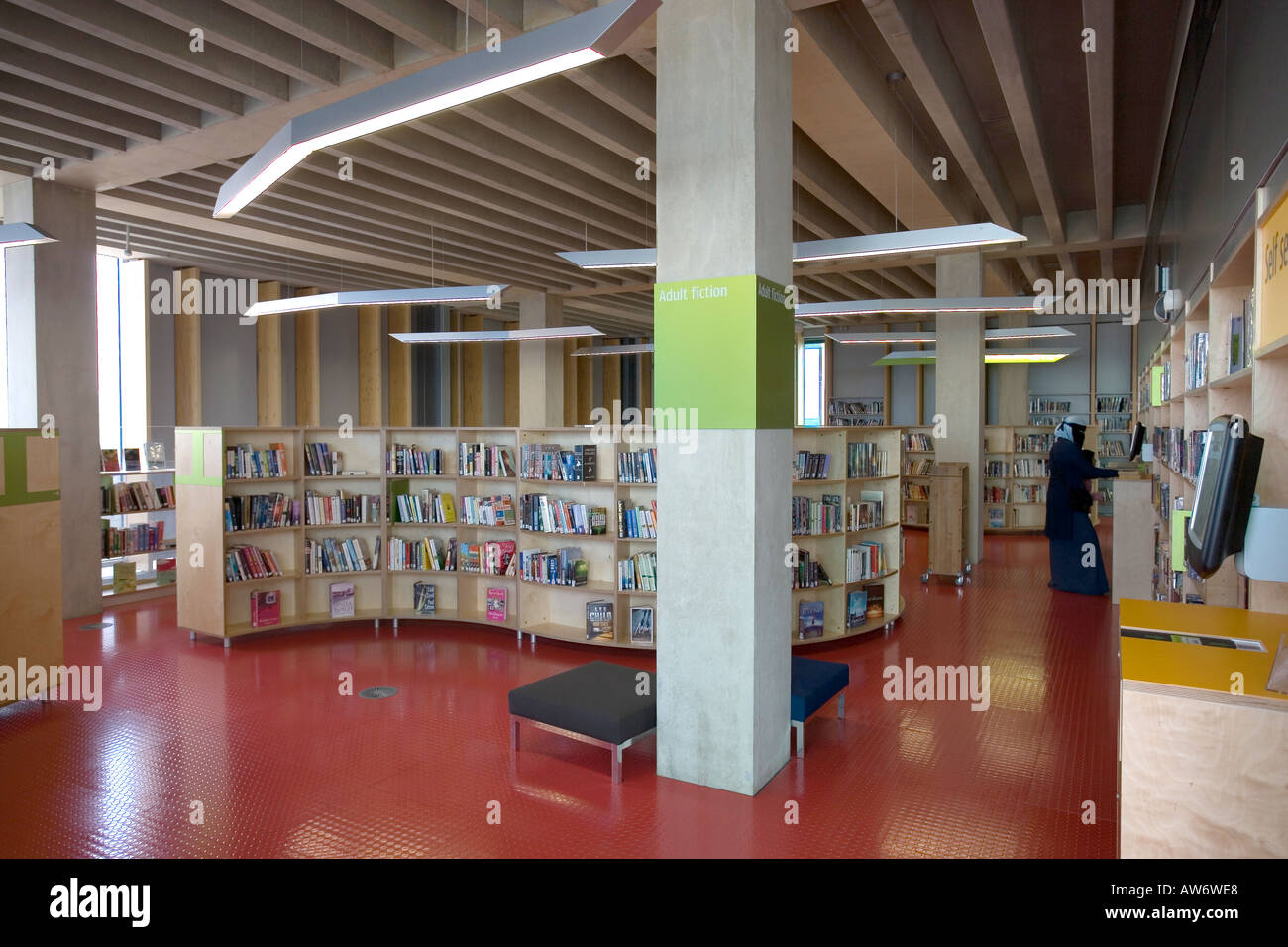 Idea Store, Whitechapel, London, 2005. Library space - Adult Fiction. Architect: Adjaye ...