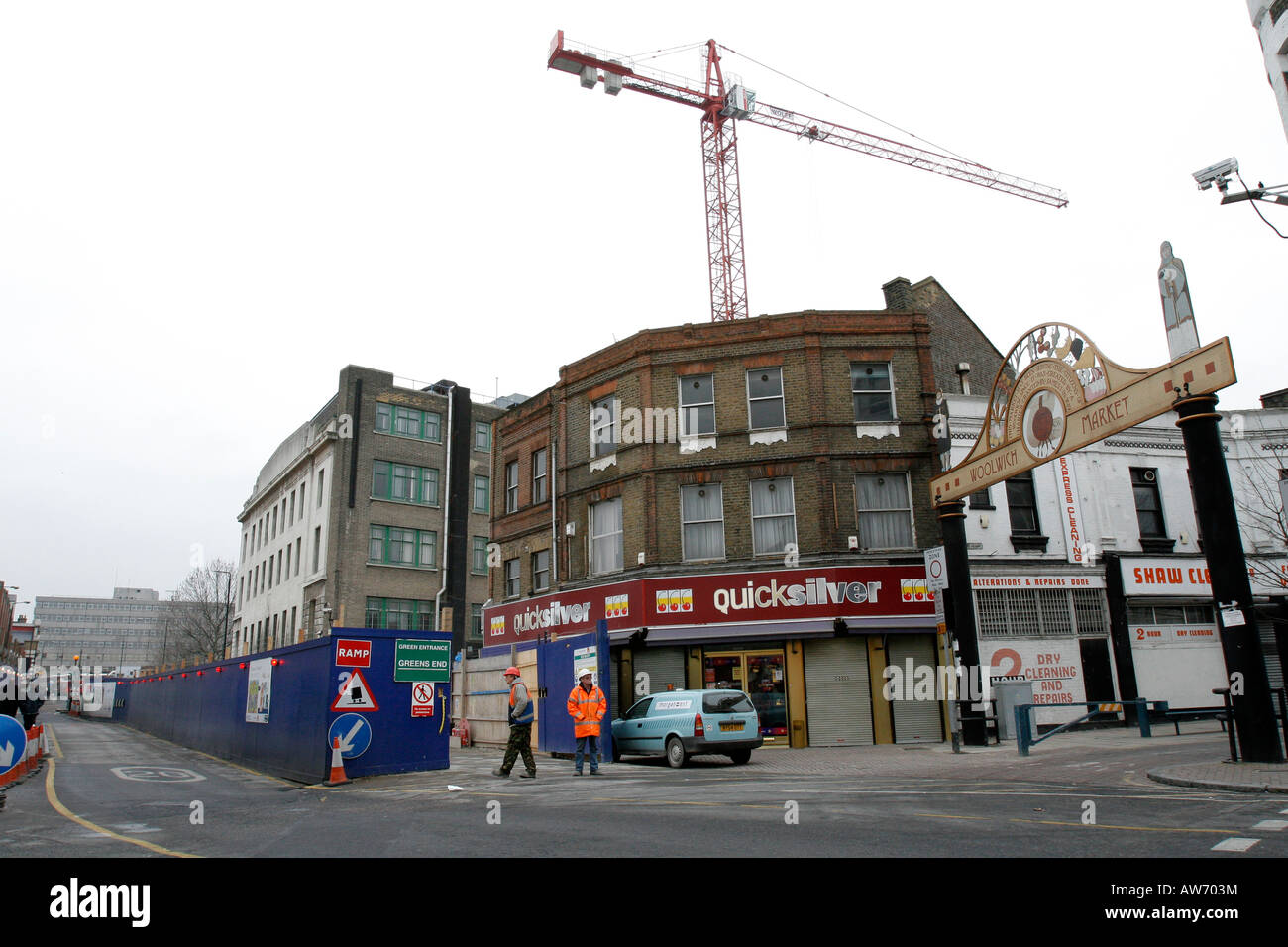Construction of the Woolwich DLR at the bottom of Woolwich high street ...