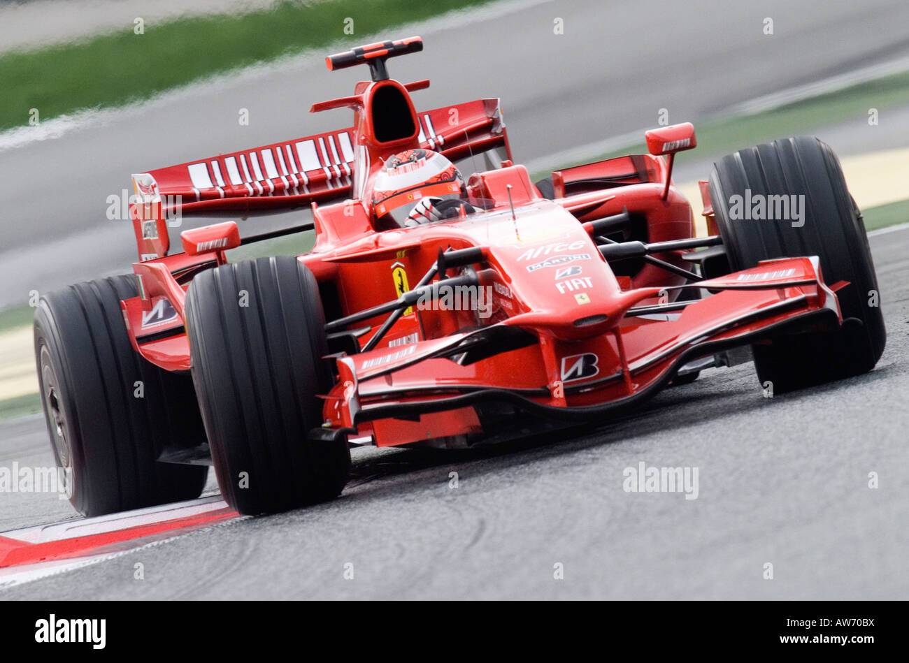 Kimi Raikkoenen FIN in the Ferrari F2008 racecar during Formula 1 ...