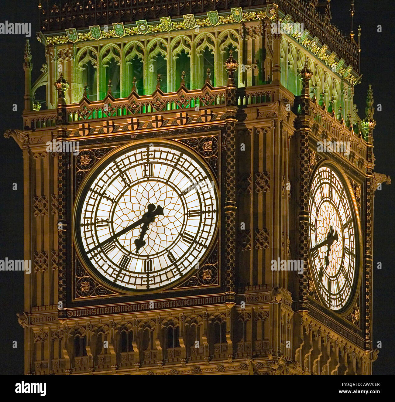 Close up of the clock of Westminster Palace Clock Tower housing Big Ben ...