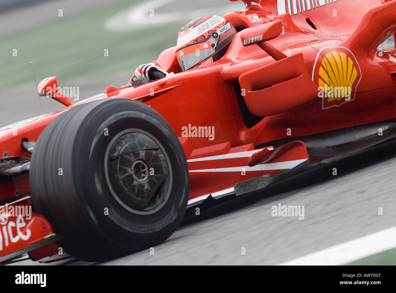 Kimi Raikkoenen FIN in the Ferrari F2008 racecar during Formula 1 ...