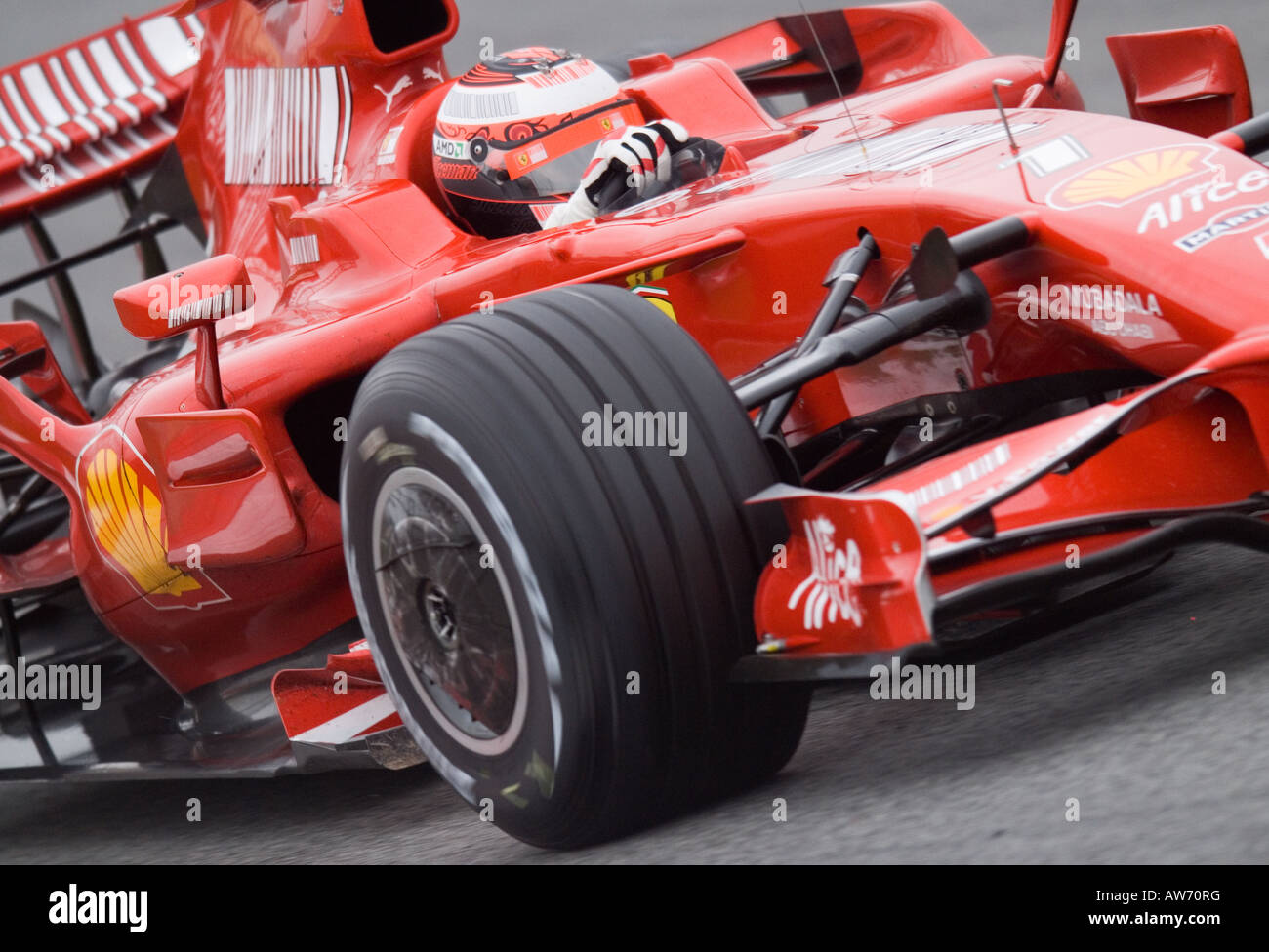 Kimi Raikkoenen FIN in the Ferrari F2008 racecar during Formula 1 ...
