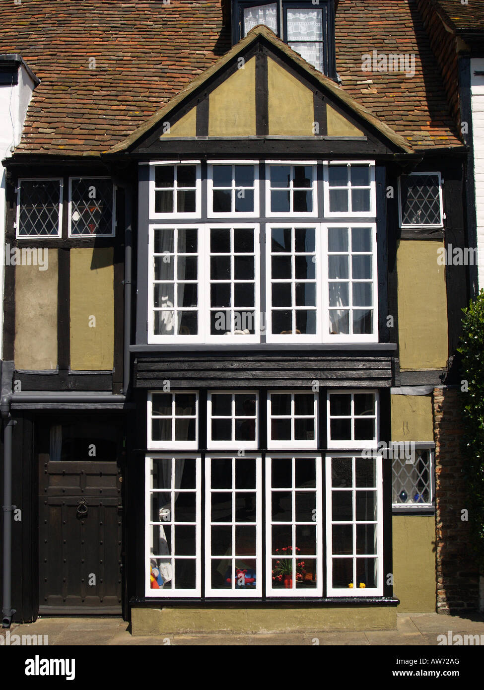 black house window bay frame wall windows front Stock Photo - Alamy
