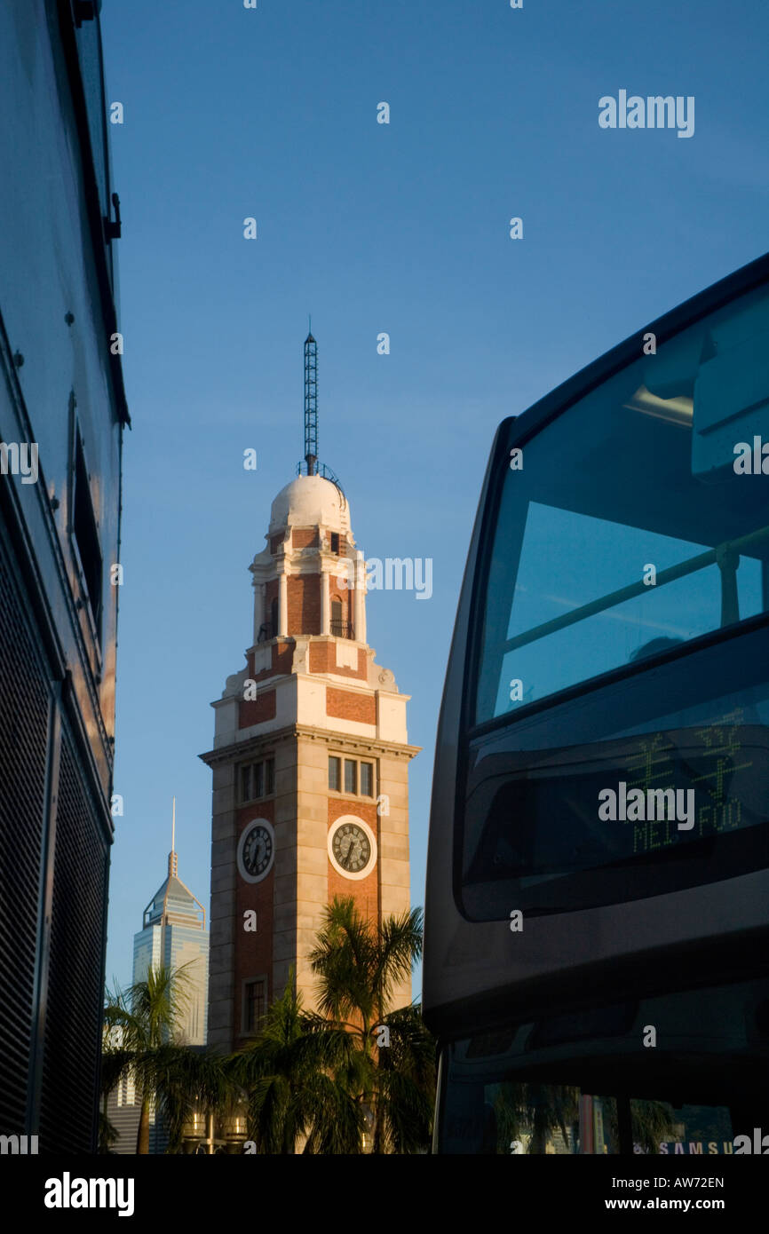Colonial Clock Tower near the old railway station Tsimshatsui Kowloon ...