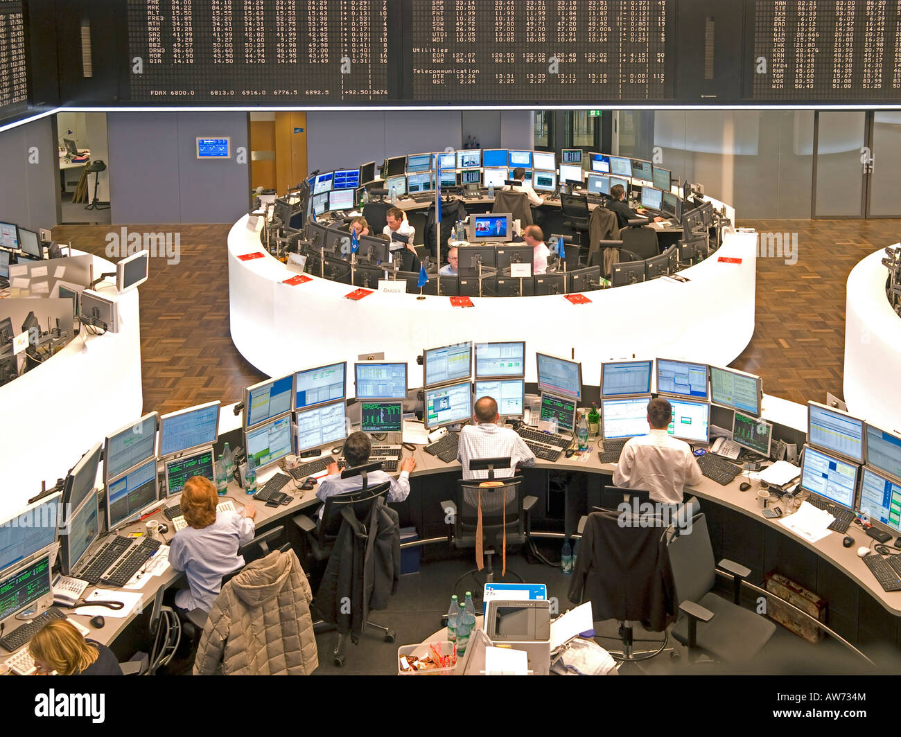 interior view of Frankfurt Stock Exchange with working brokers Stock ...
