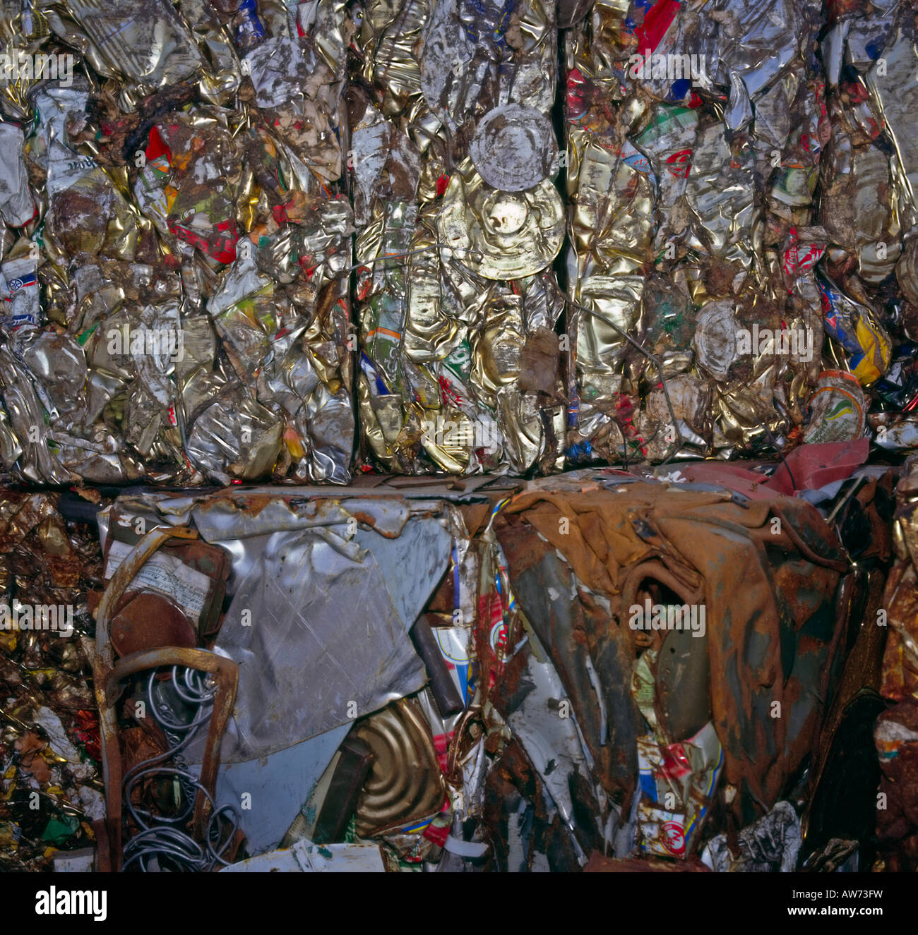 press formed block of metall for recycling collecting point site for ...