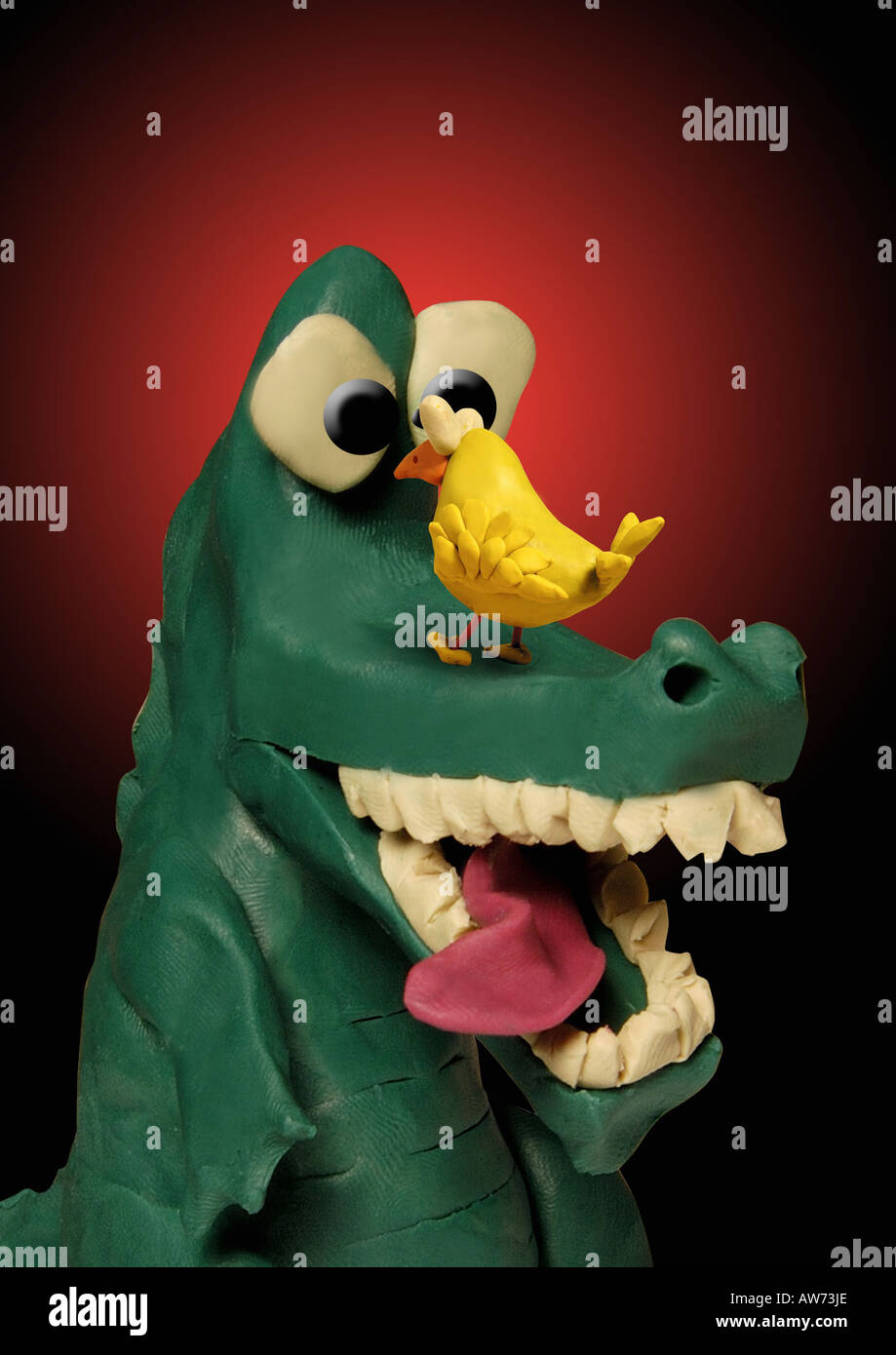 Alligator with bird on his snout Stock Photo - Alamy