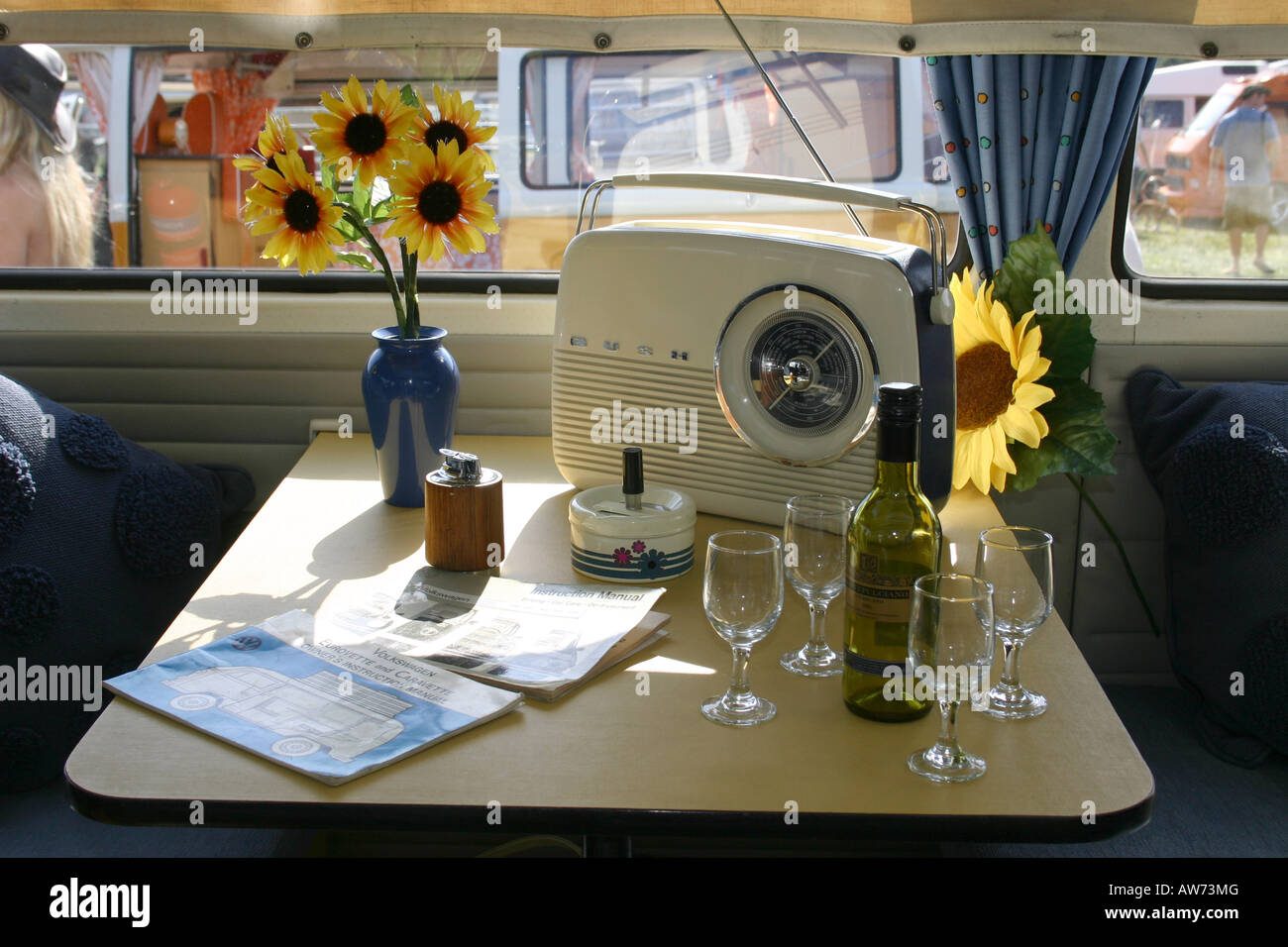 The Volkswagen Camper Van interior from a utility vehicle that has ...