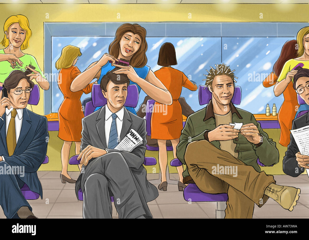 Man casually rolling a cigarette in the beauty parlor Stock Photo - Alamy