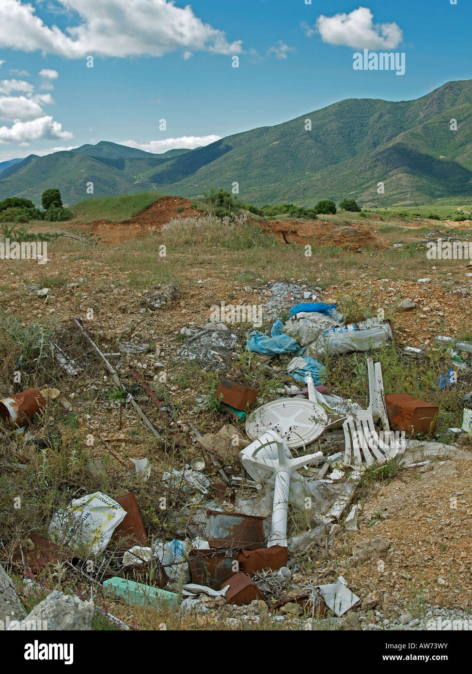 old rubbish in nature Greece Stock Photo - Alamy