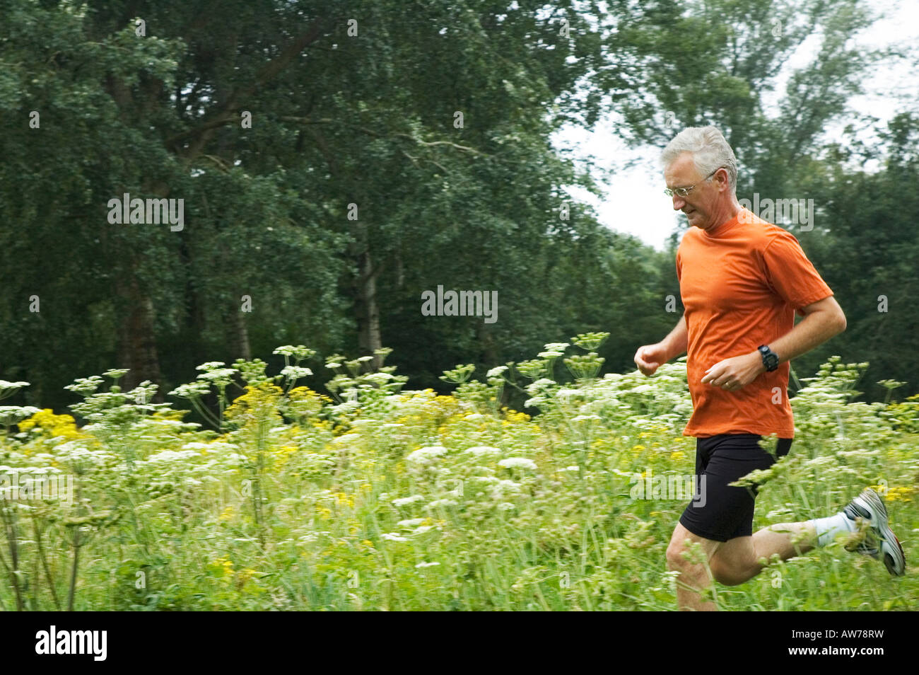 Man jogging park flowers hi-res stock photography and images - Alamy