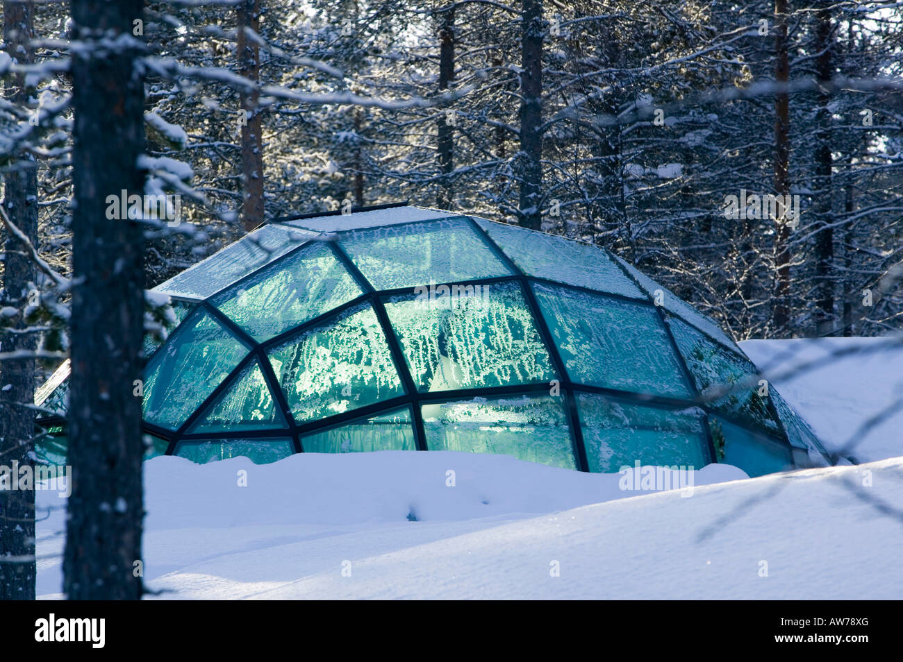 Igloo type accomodation at a hotel in Kakslauttanen near Saarisleka ...