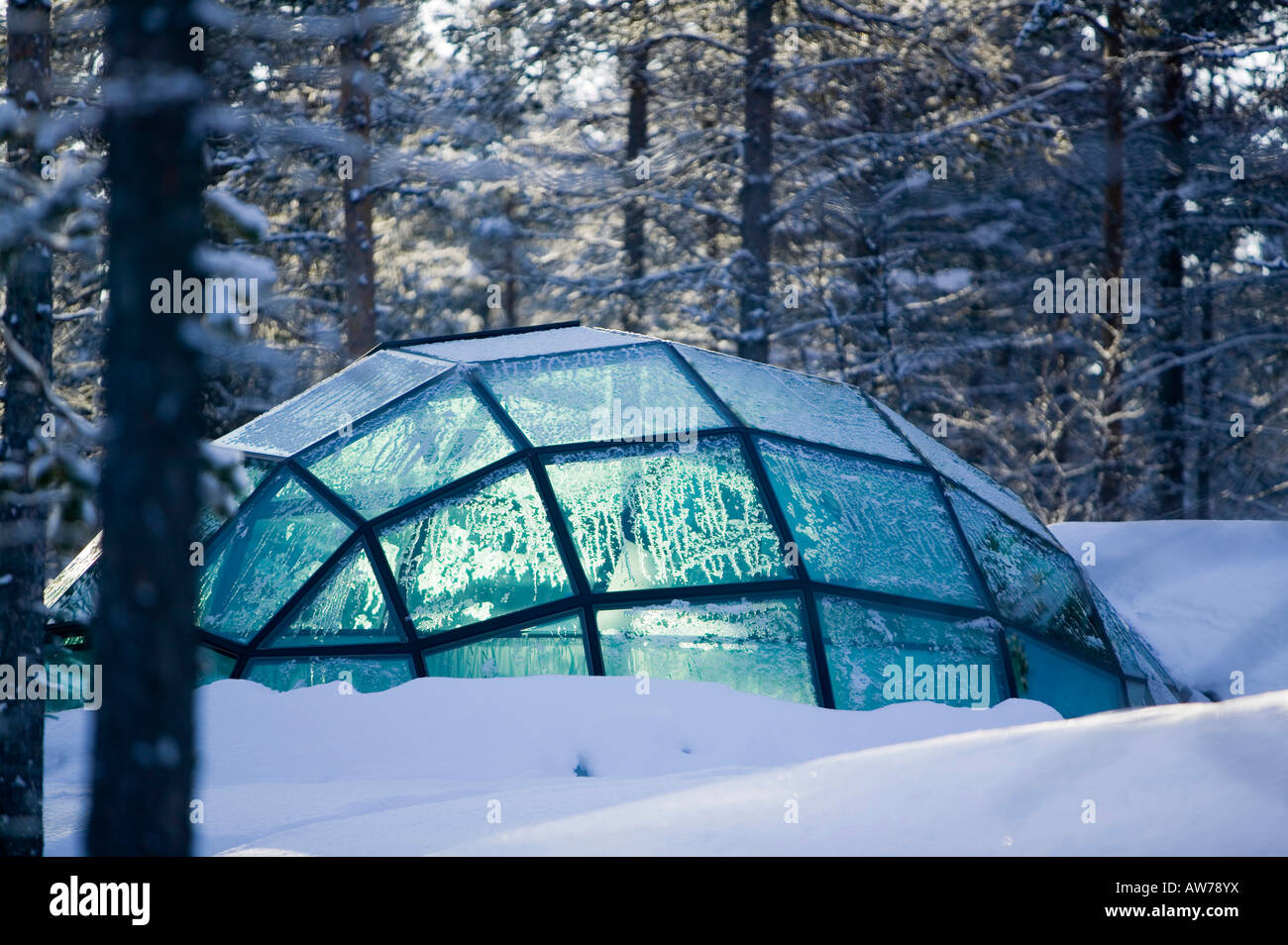 Igloo type accomodation at a hotel in Kakslauttanen near Saarisleka ...