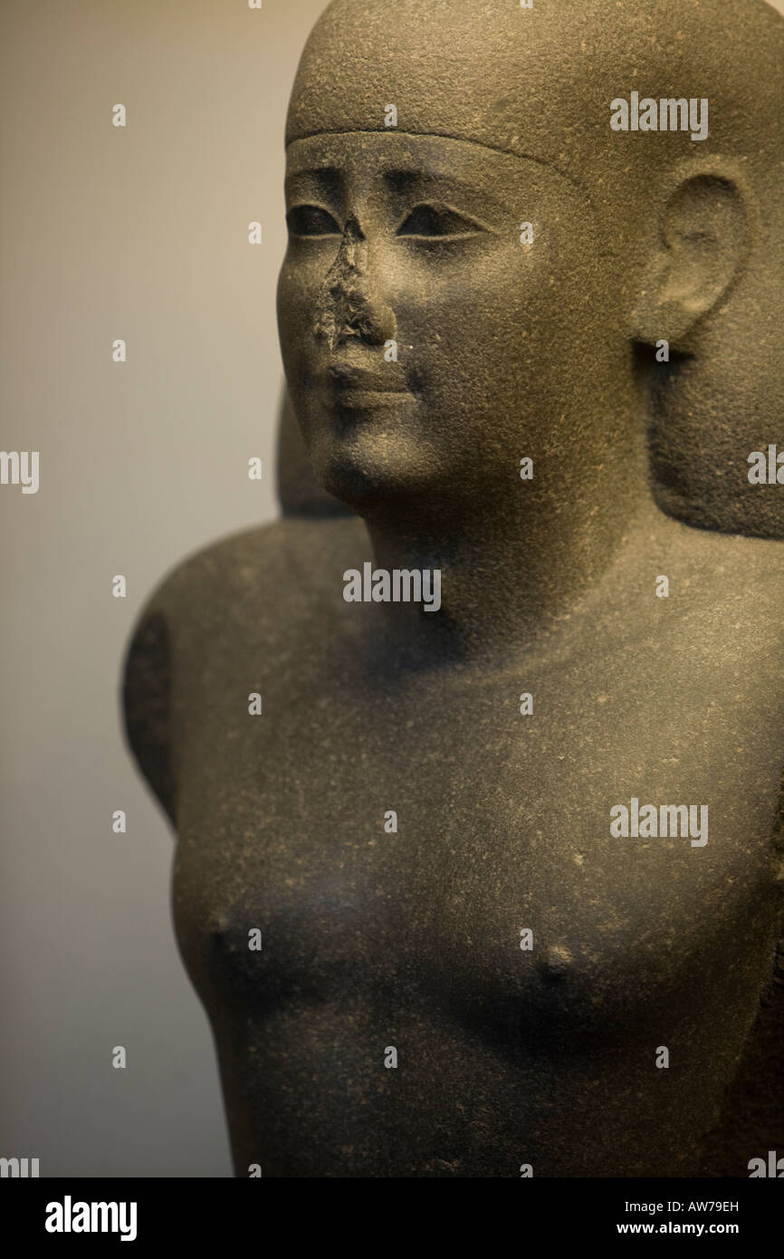 Egyptian statue in the British Museum with a broken nose Stock Photo ...