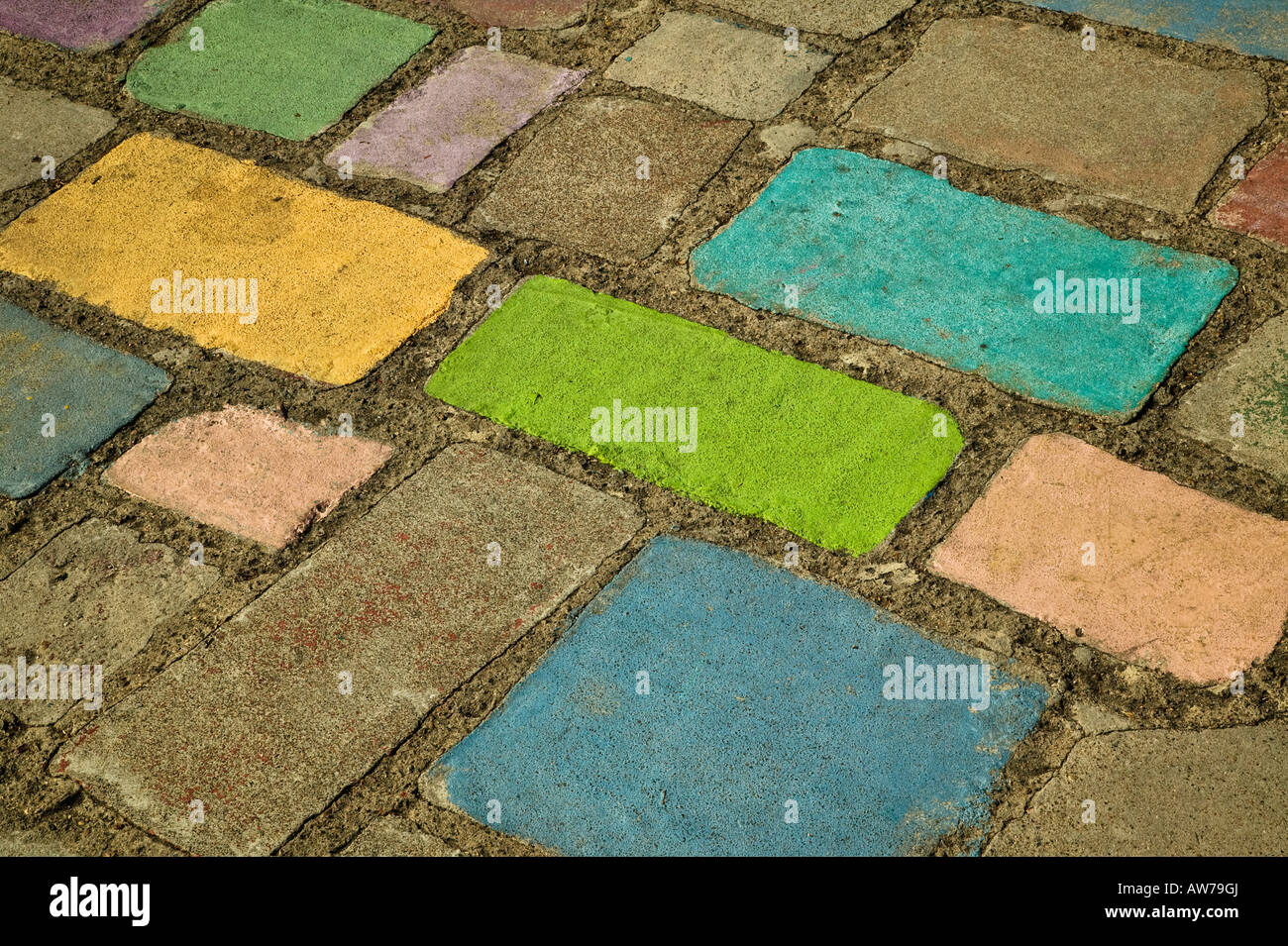Colorful road tiles Spanish Village Art Center Balboa Park, San Diego ...