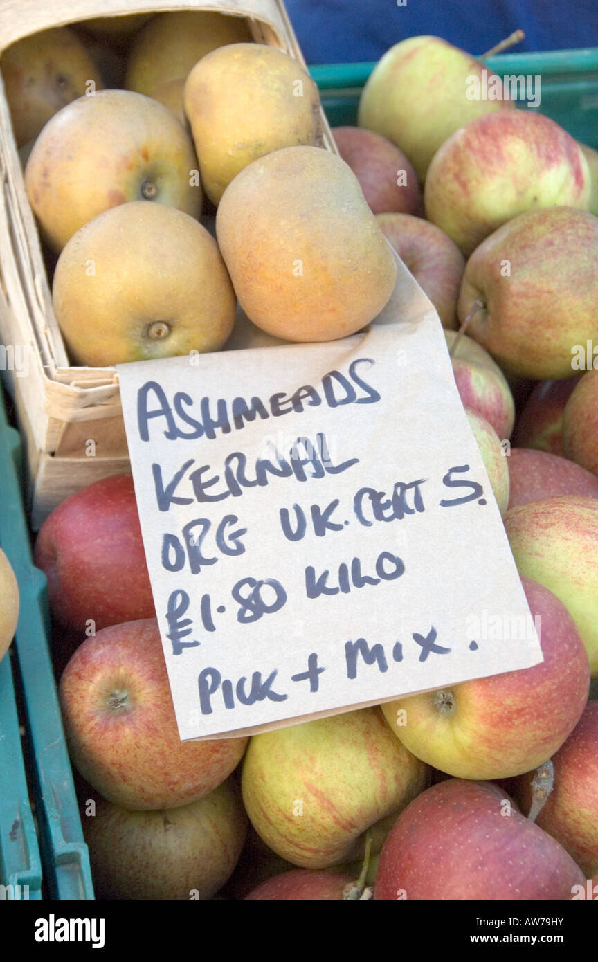 Ashmeads Kernals apples on stall at Islington Farmers Market London ...