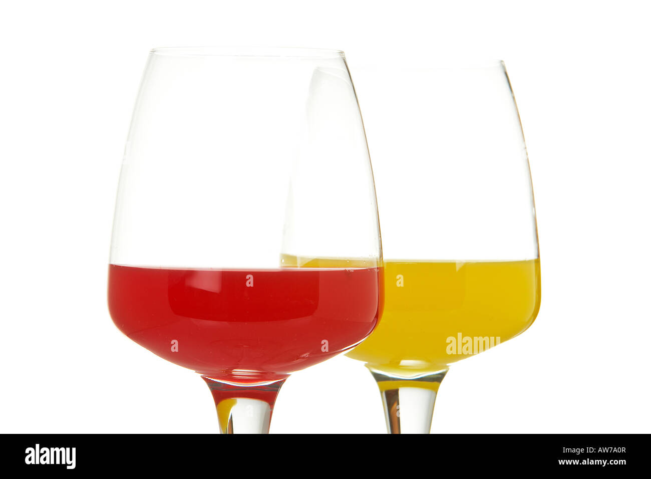 Two glasses with beverages isolated on white background Stock Photo - Alamy