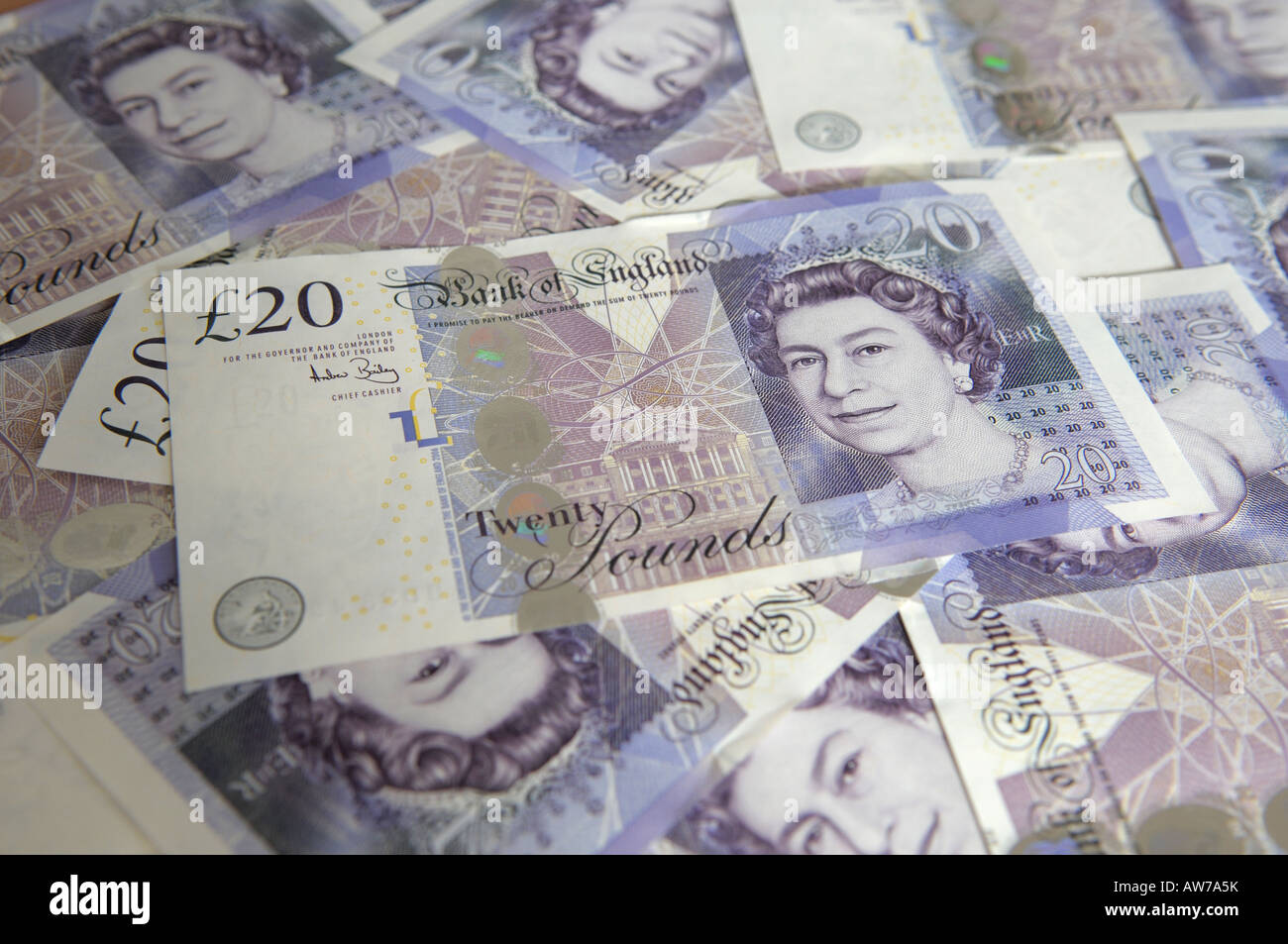 English twenty pound sterling bank notes the Queen Elizabeth II Stock ...