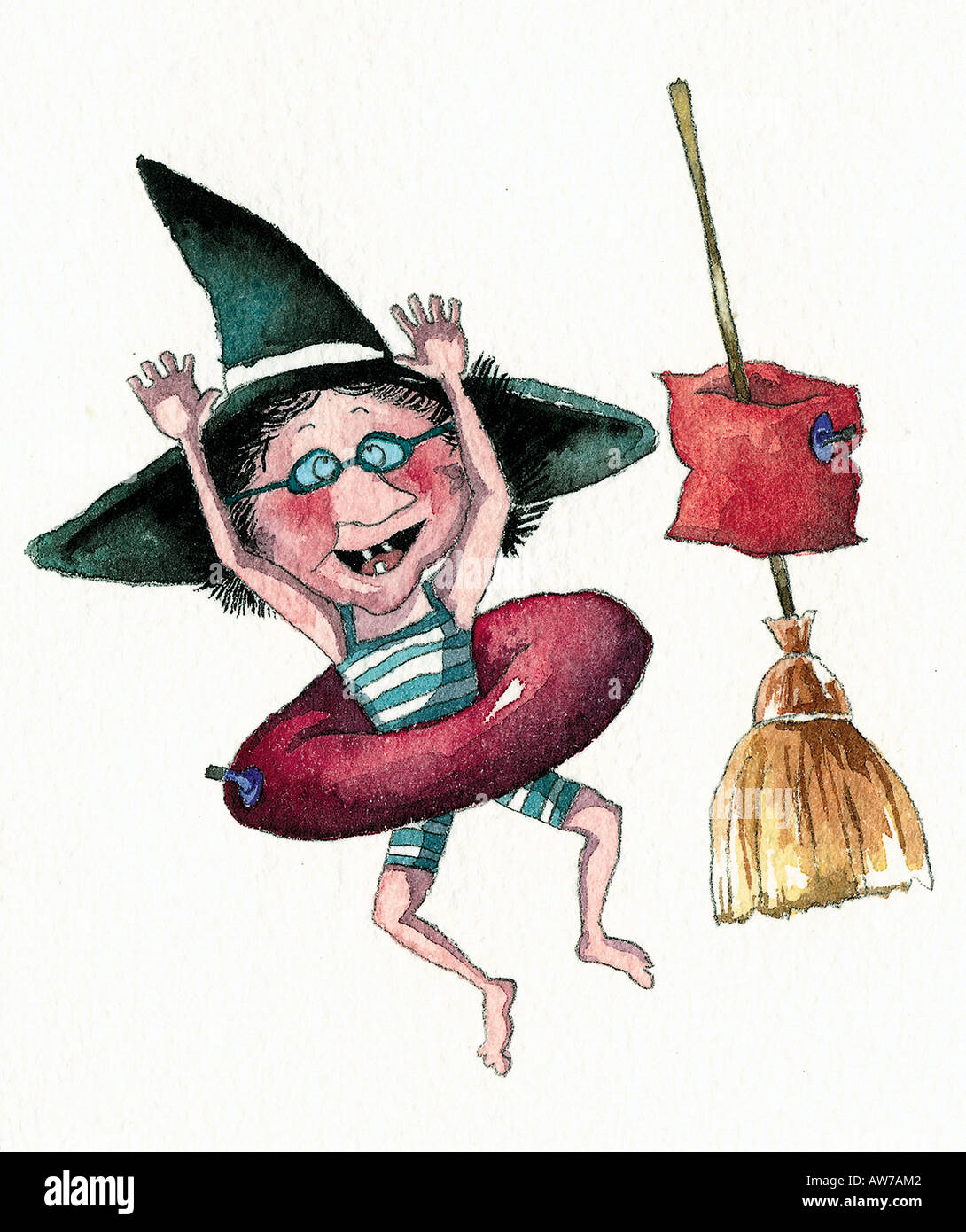 Witch ready to go swimming Stock Photo - Alamy