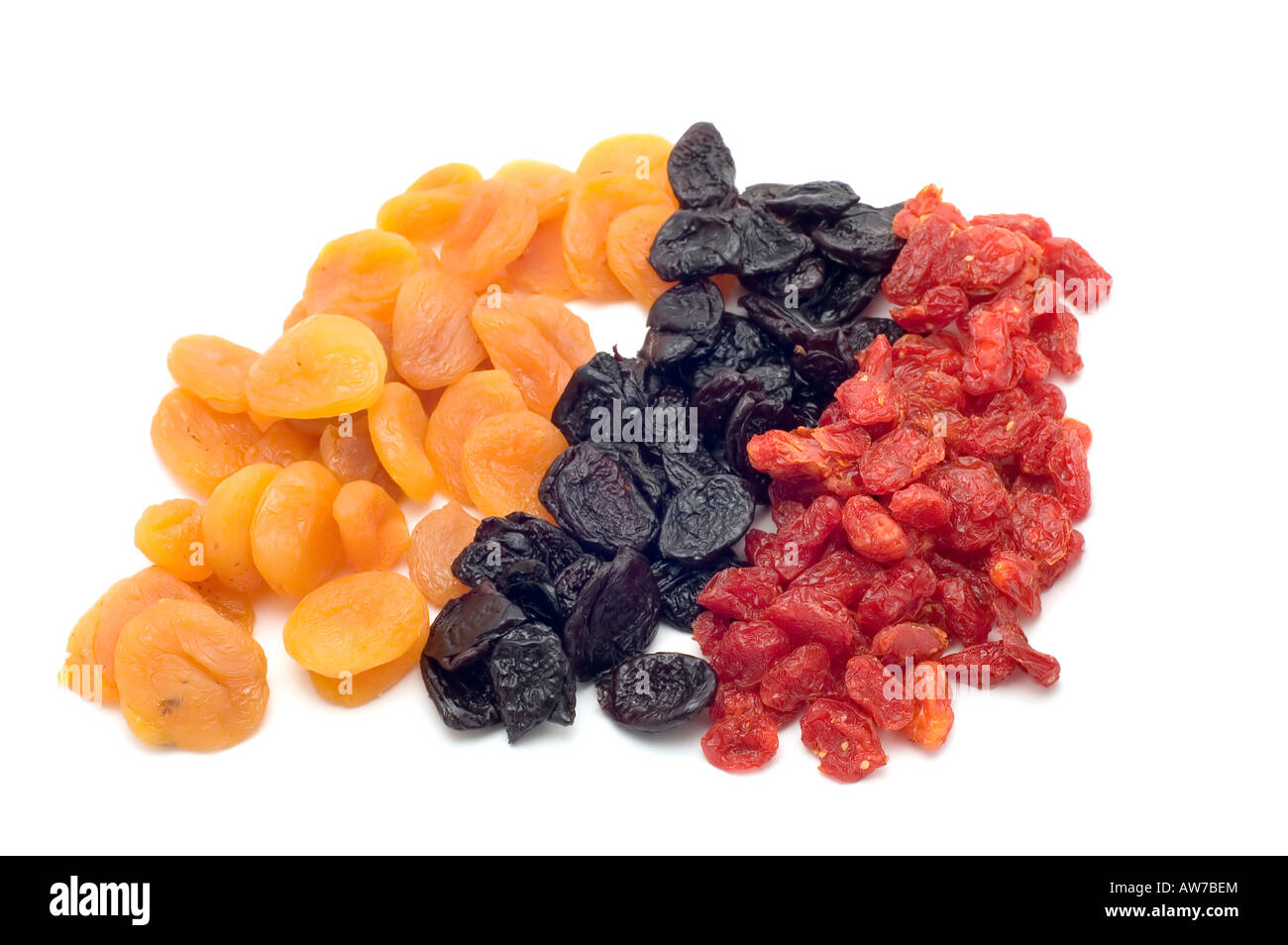 object on white food colored dried fruits Stock Photo - Alamy