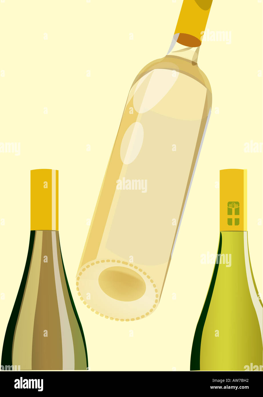 Three bottles of white wine Stock Photo - Alamy
