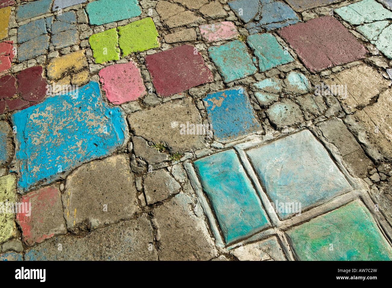 Colorful road tiles Spanish Village Art Center Balboa Park, San Diego ...