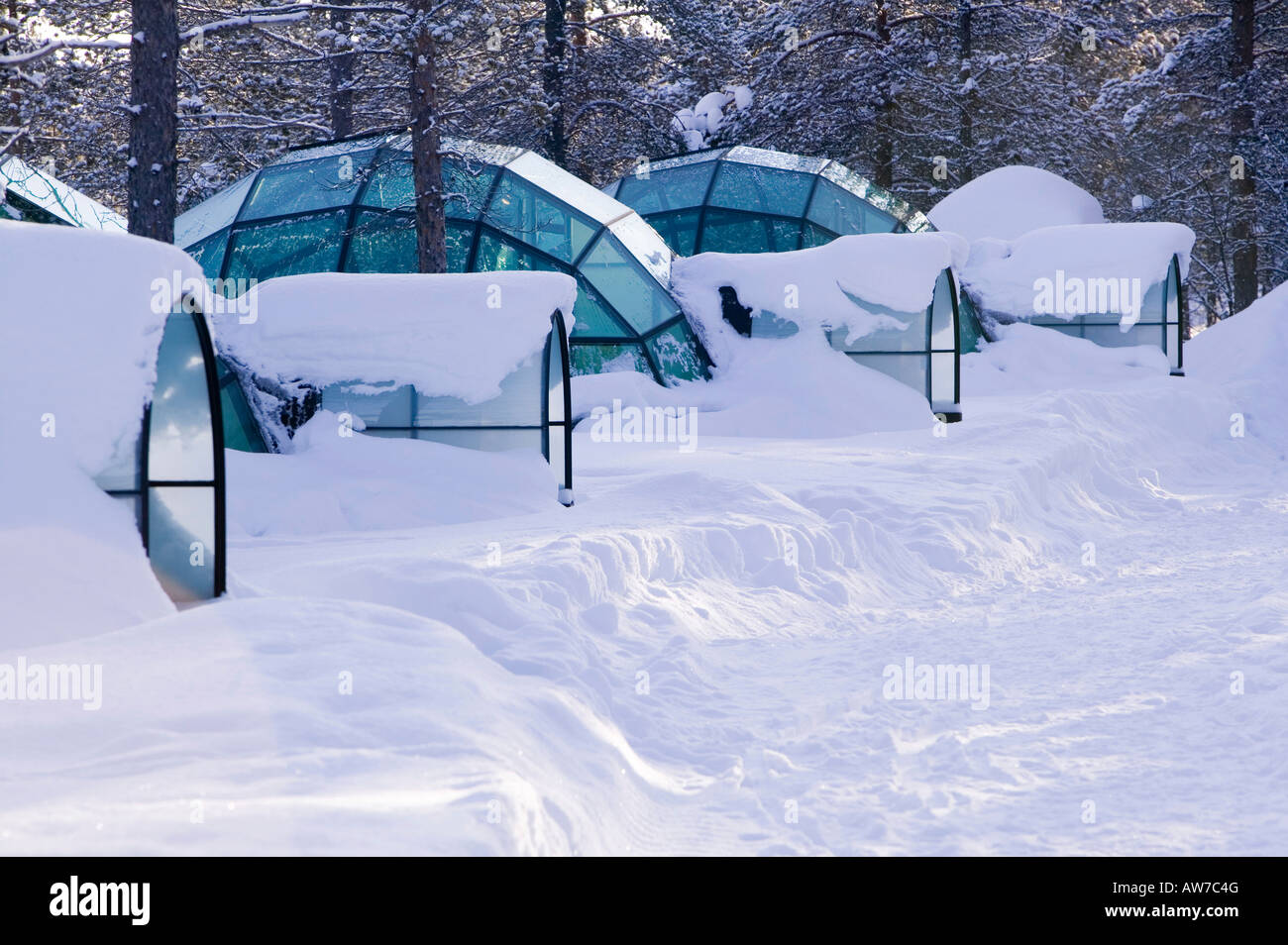 Igloo type accomodation at a hotel in Kakslauttanen near Saarisleka ...