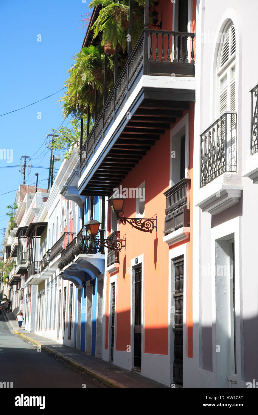 Colorful colonial architecture Old San Juan Puerto Rico Caribbean Stock ...