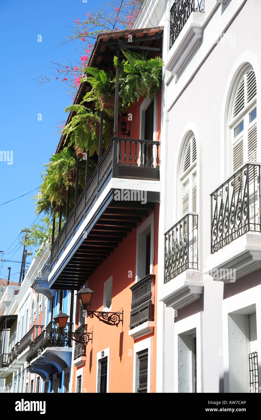 Colorful colonial architecture Old San Juan Puerto Rico Caribbean Stock ...