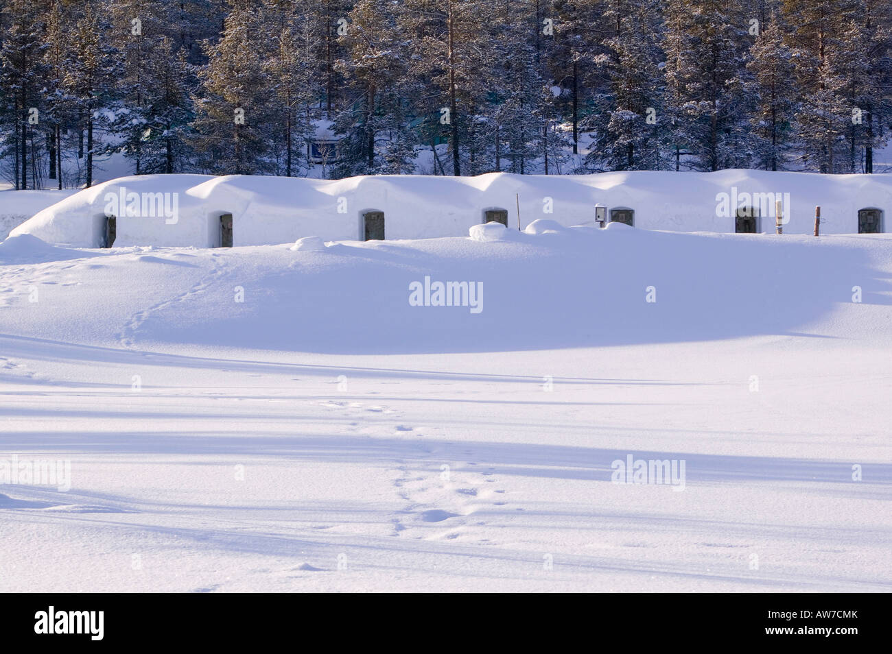 Igloo type accomodation at a hotel in Kakslauttanen near Saarisleka ...