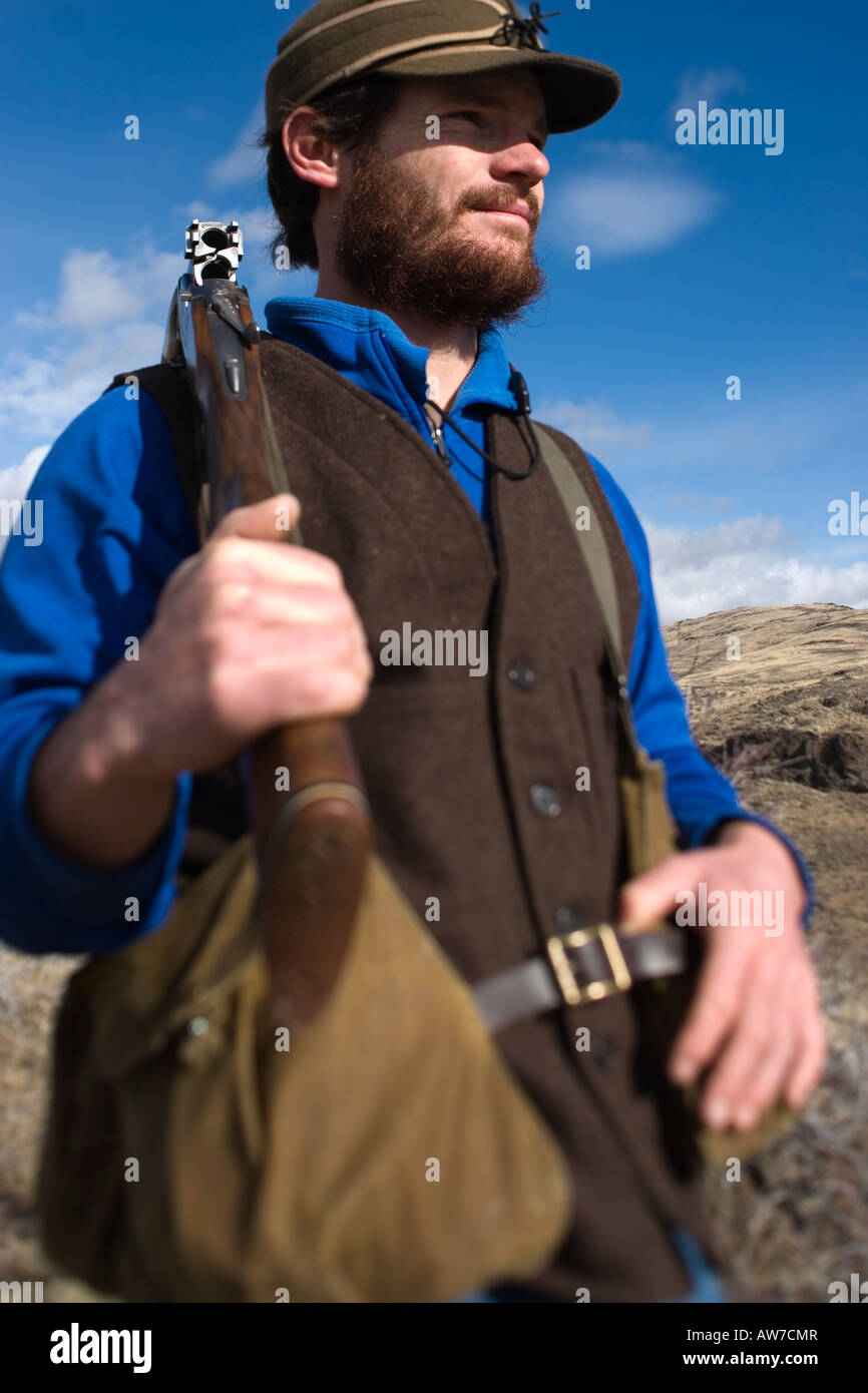 Man upland bird hunting for Alectoris Chukar, Idaho, (MR Stock Photo ...