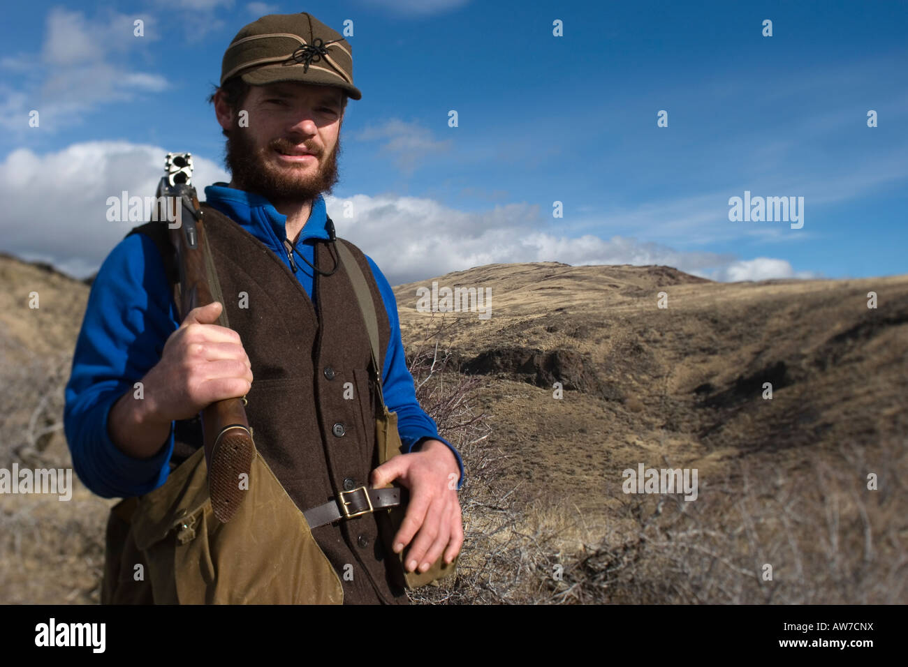 Man upland bird hunting for Alectoris Chukar, Idaho, (MR Stock Photo ...