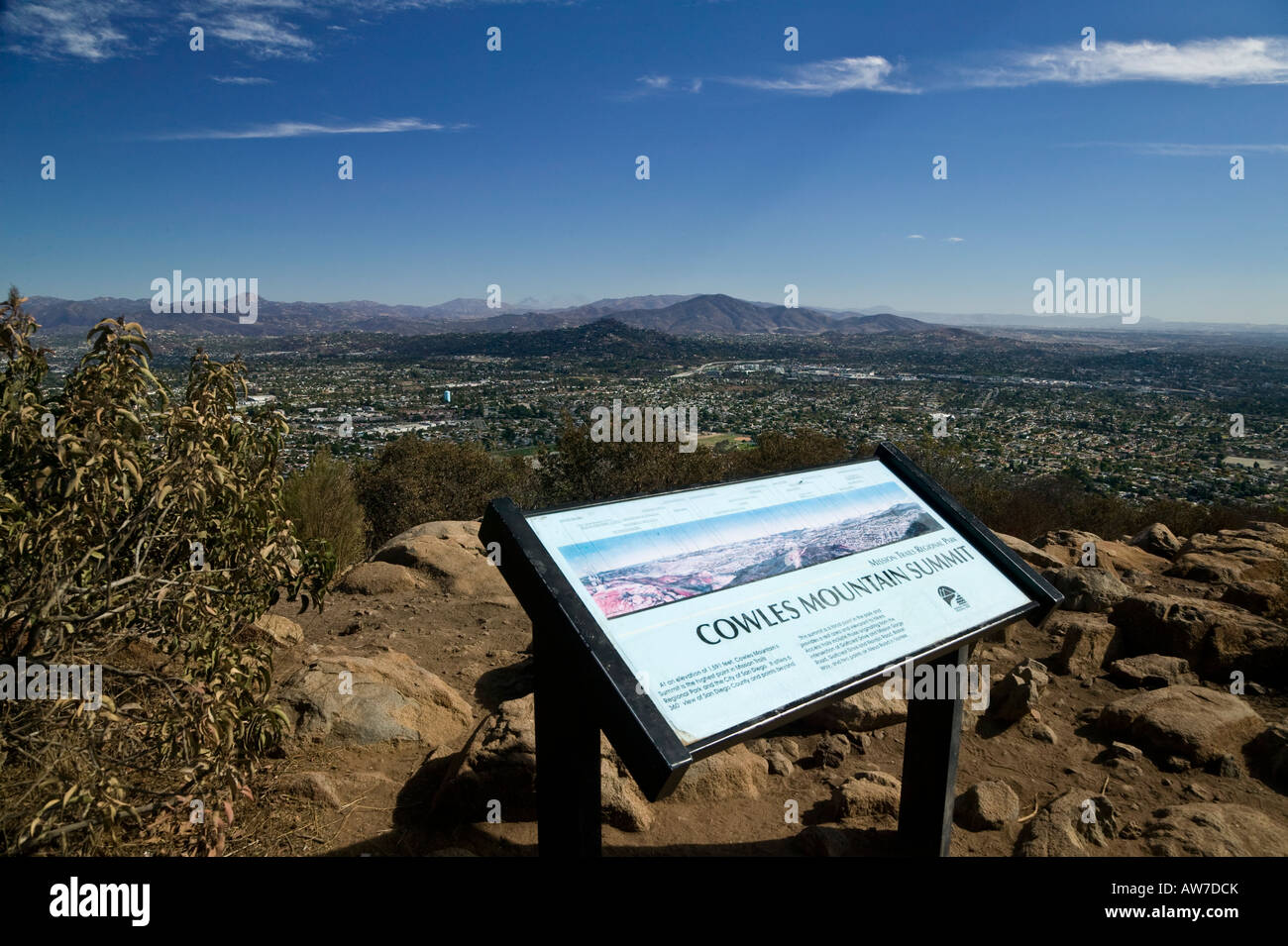 Summit signs Mission Trails Cowles Mountain San Diego, California, USA ...