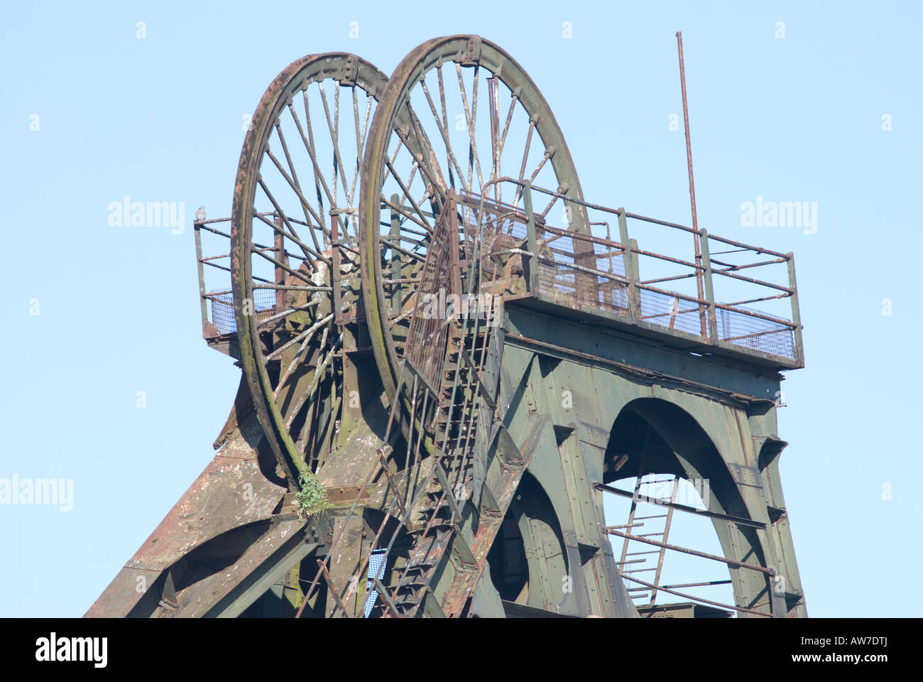 Pleasley colliery disused Winding wheels Stock Photo - Alamy