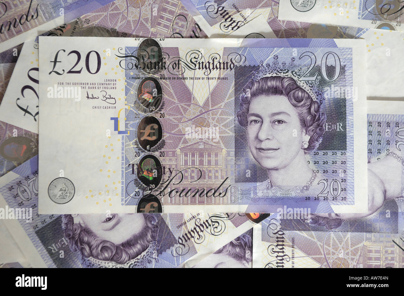 English twenty pound sterling bank notes the Queen Elizabeth II Stock ...