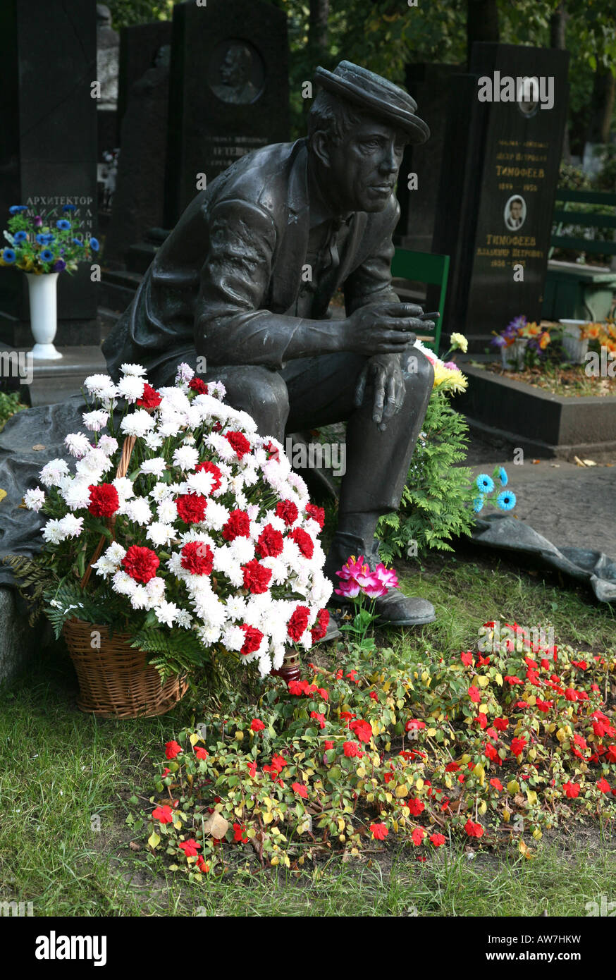 Grave of the famous Russian clown and film actor Yuri Nukulin at the ...