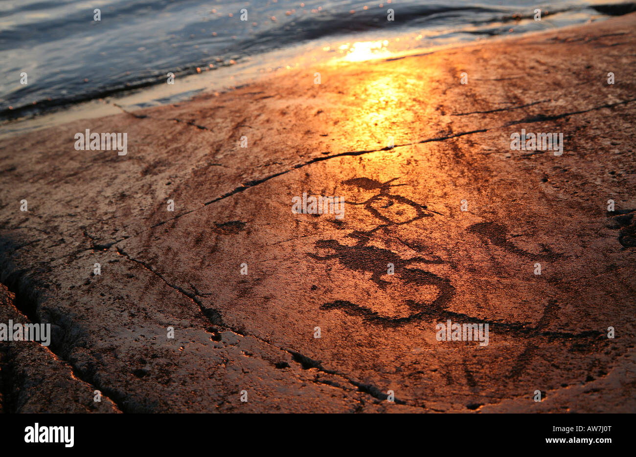 Primeval carved petroglyph known as 'Crime and Punishment of the Frog ...