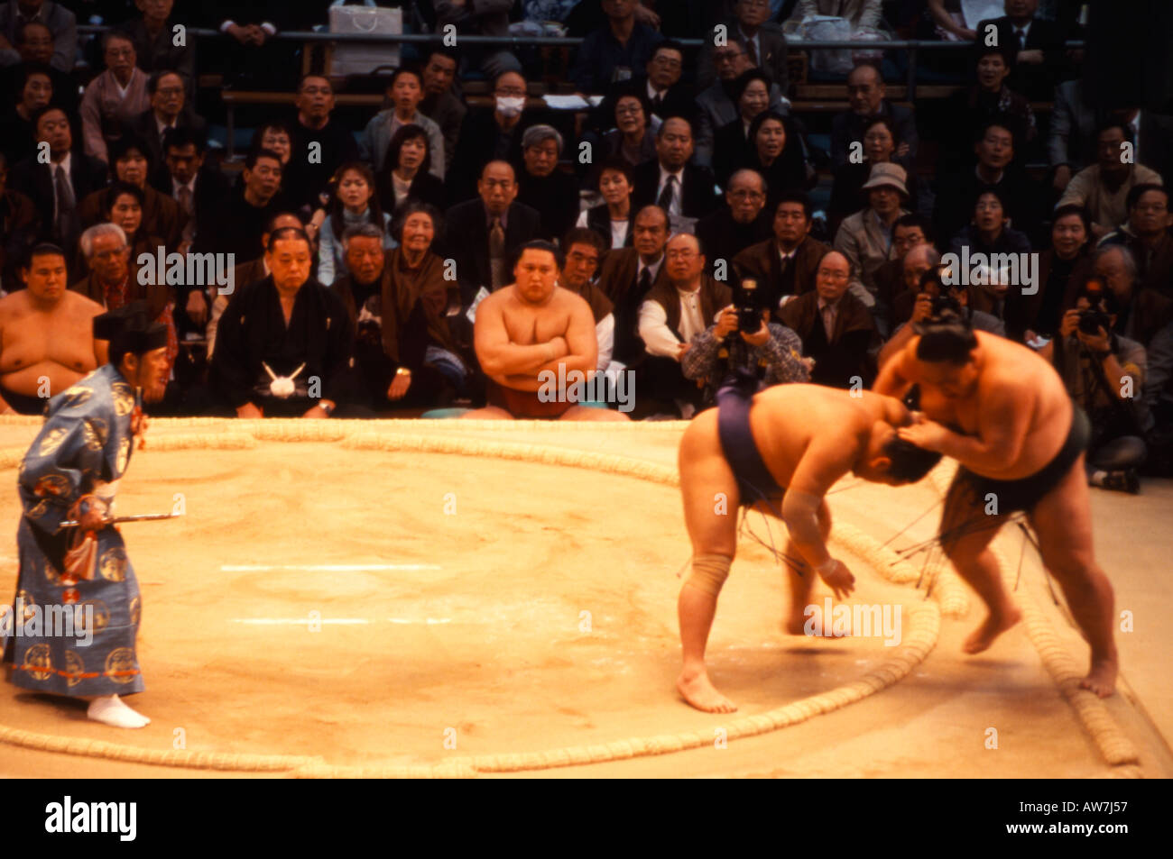 Sumo Wrestlers Grand Sumo Tournament Osaka Japan Stock Photo - Alamy