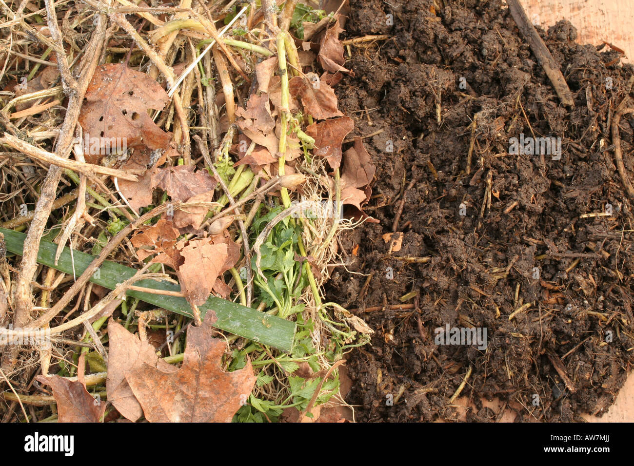 Compost before (left) and after (right Stock Photo - Alamy