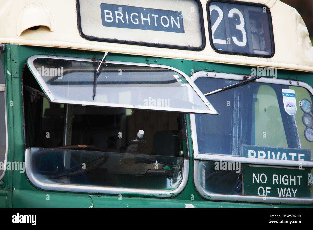Green Vintage Brighton Bus Stock Photo - Alamy