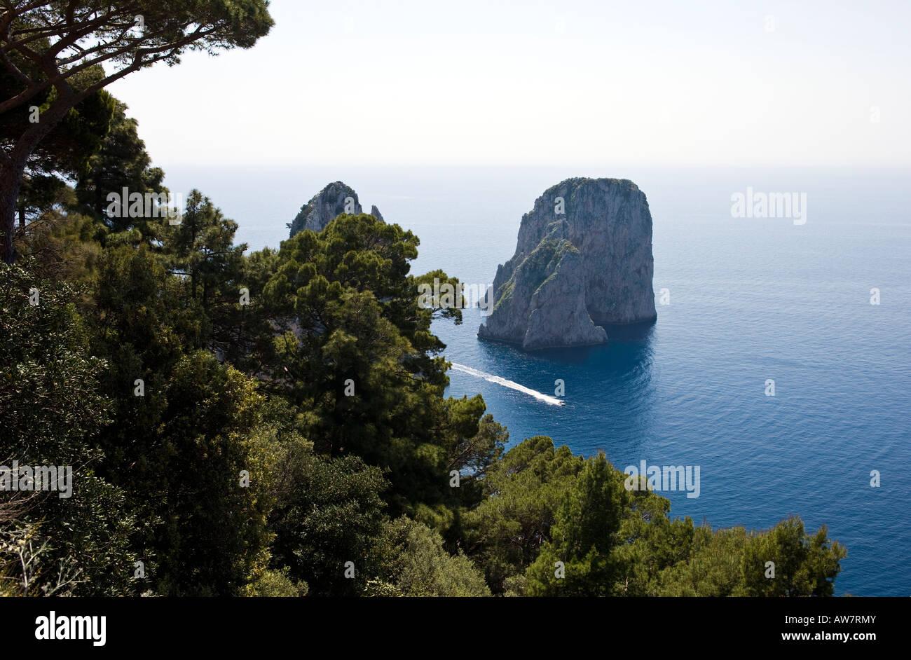 Italy Capri the Tragara bay and the famous faraglioni in the ...