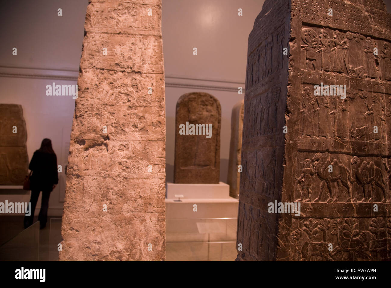 Pillars engraved with cuneiform in the British Museum in London Stock ...