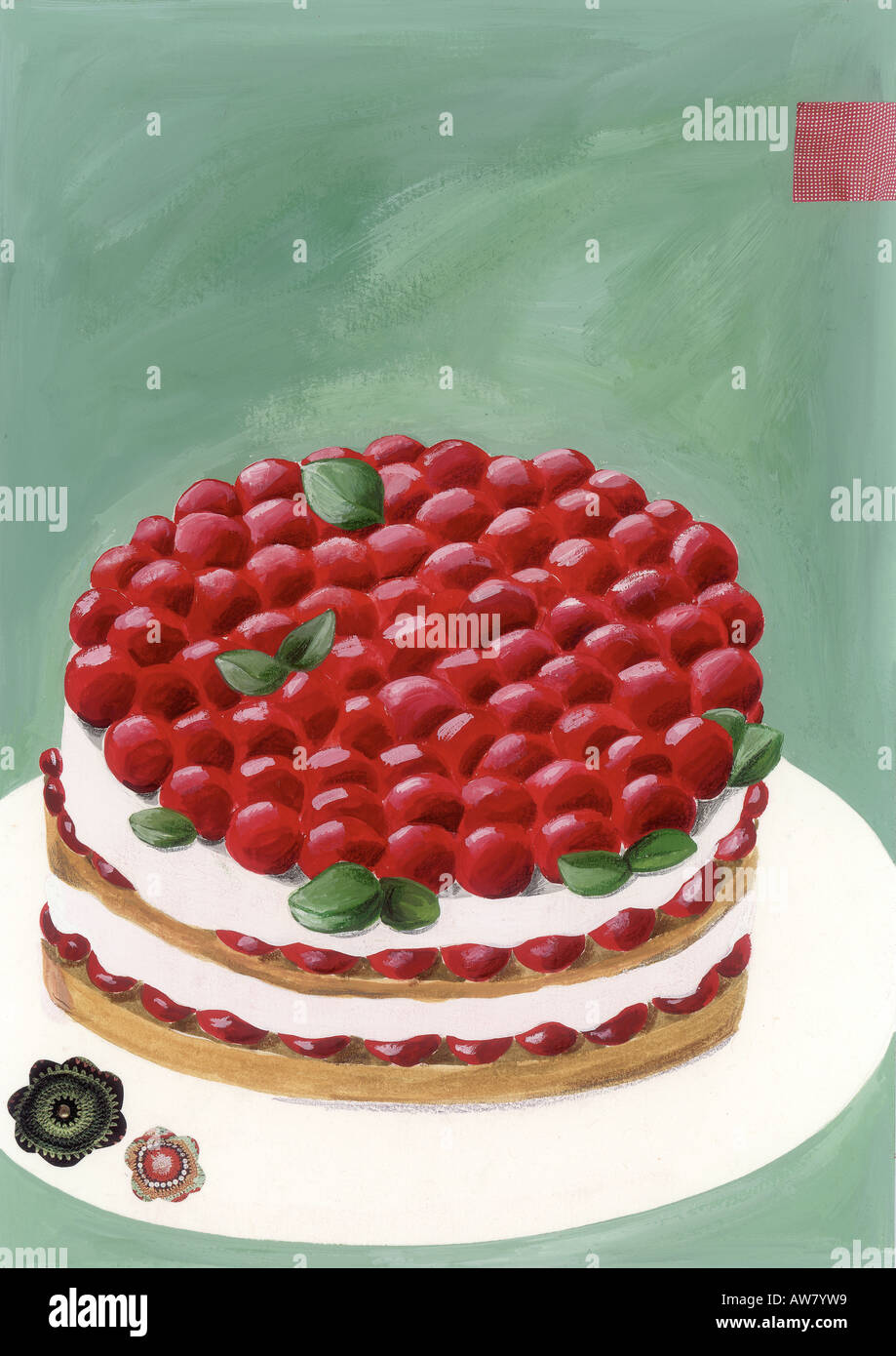 A cherry layer cake Stock Photo - Alamy