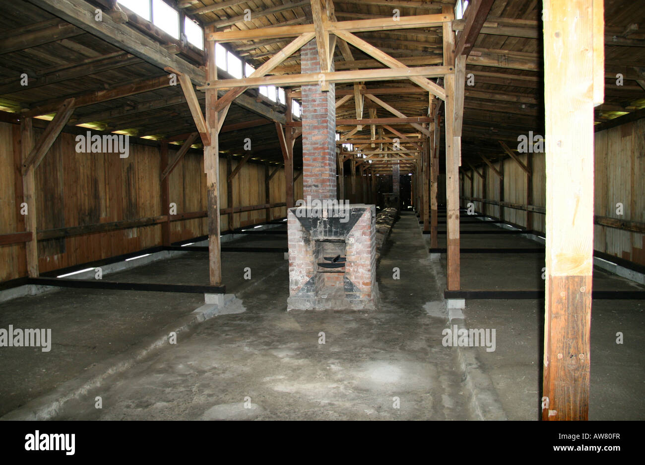 Inside one of the wooden huts adapted from horse stables at the former ...