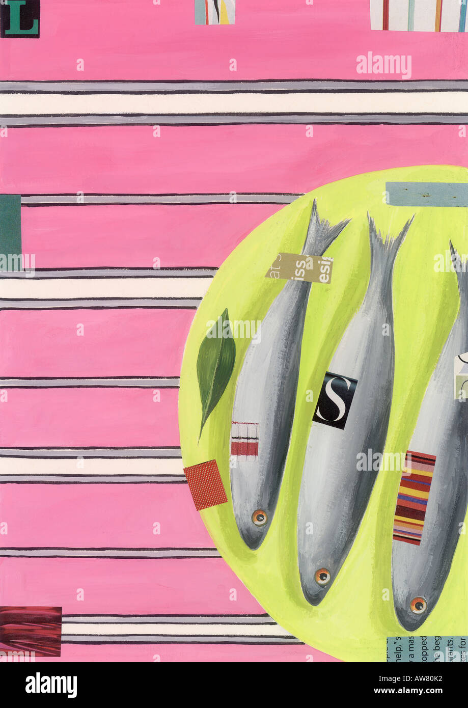 Three whole fish on a plate Stock Photo - Alamy