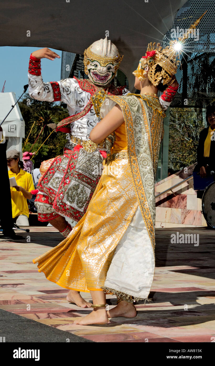 Two Thai performance at a show during Thai cultural festival in ...