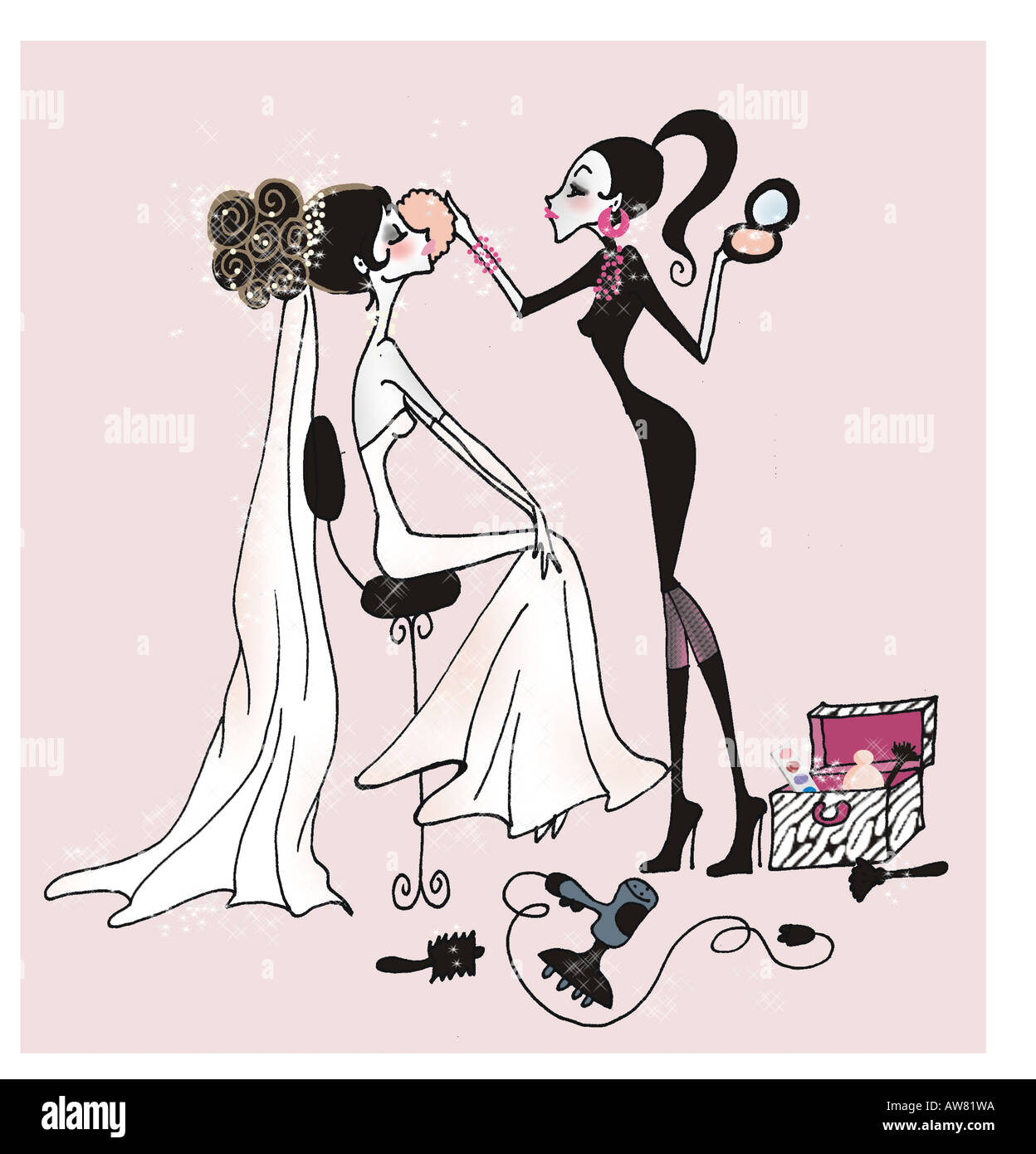 Bride getting her makeup done for the wedding Stock Photo - Alamy